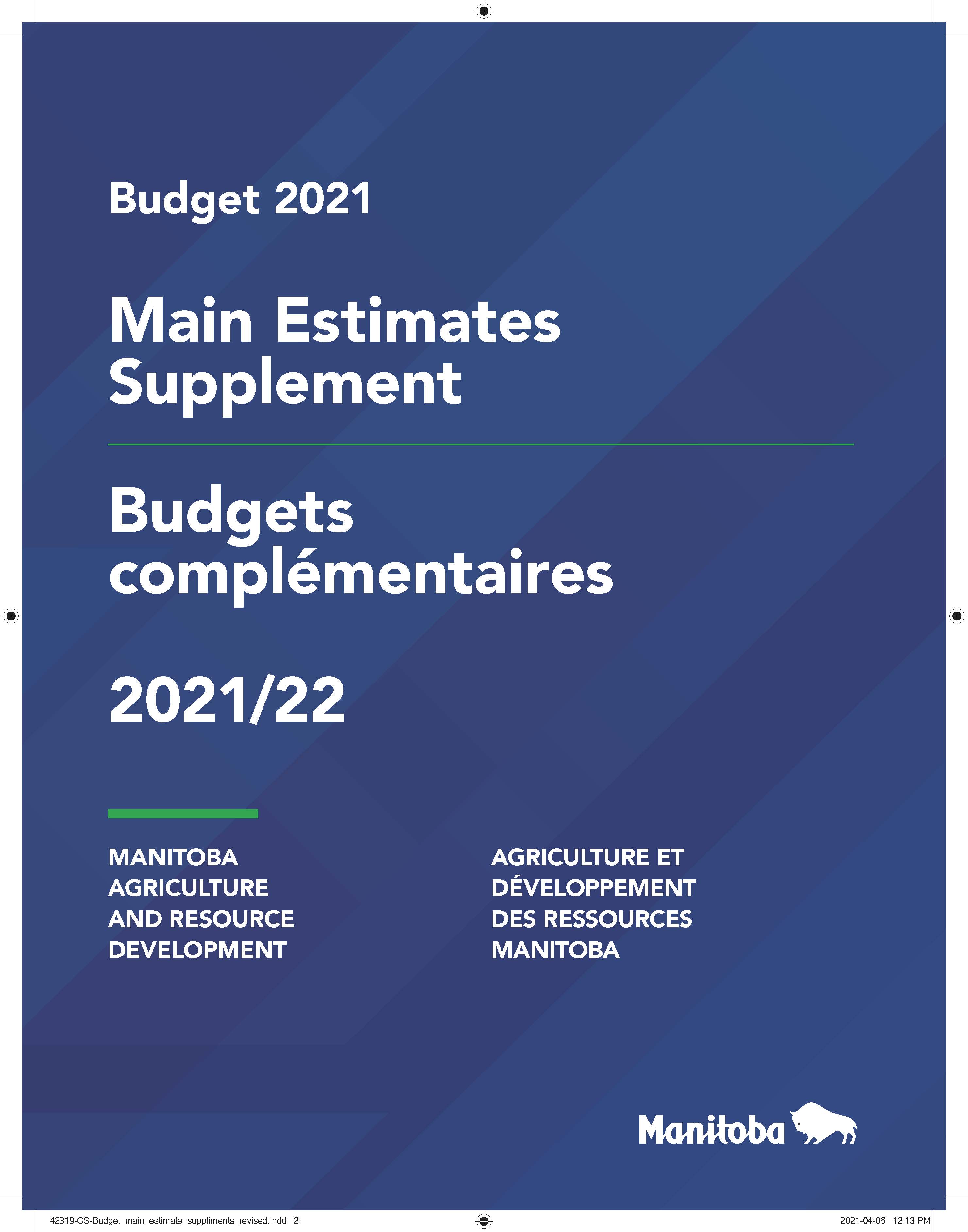 Province of Manitoba | agriculture - Main Estimate Supplement